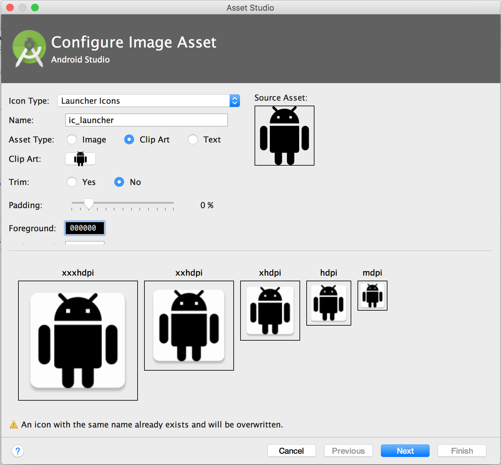 编写您的应用 - Write your app - 使用 Image Asset Studio 创建应用图标 - 《Android ...