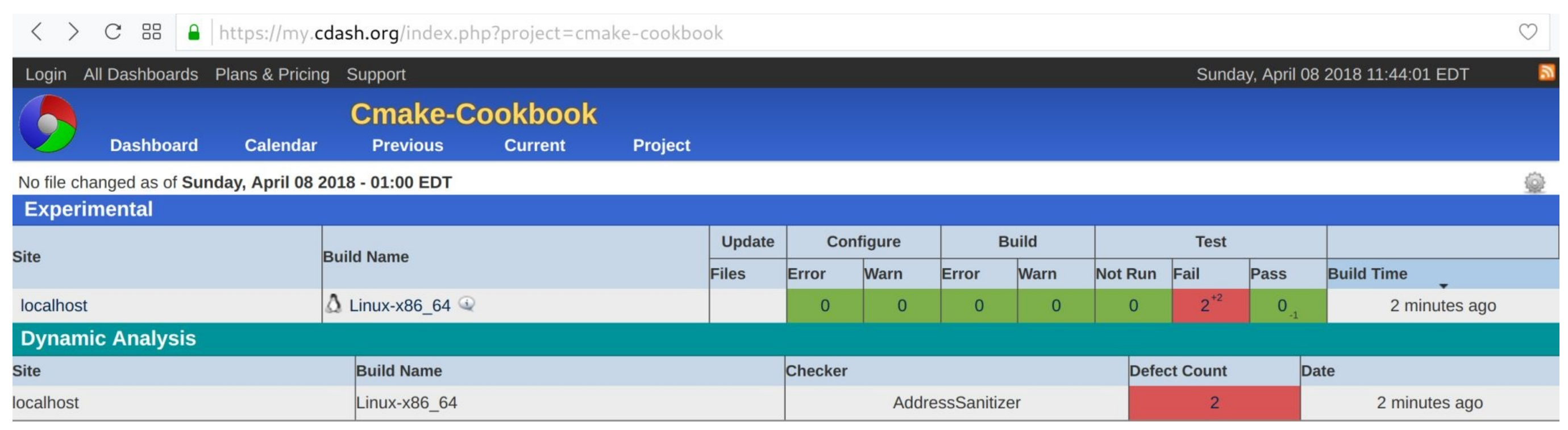 第14章 测试面板 - 14.3 使用AddressSanifier向CDash报告内存缺陷 - 《CMake菜谱（CMake ...