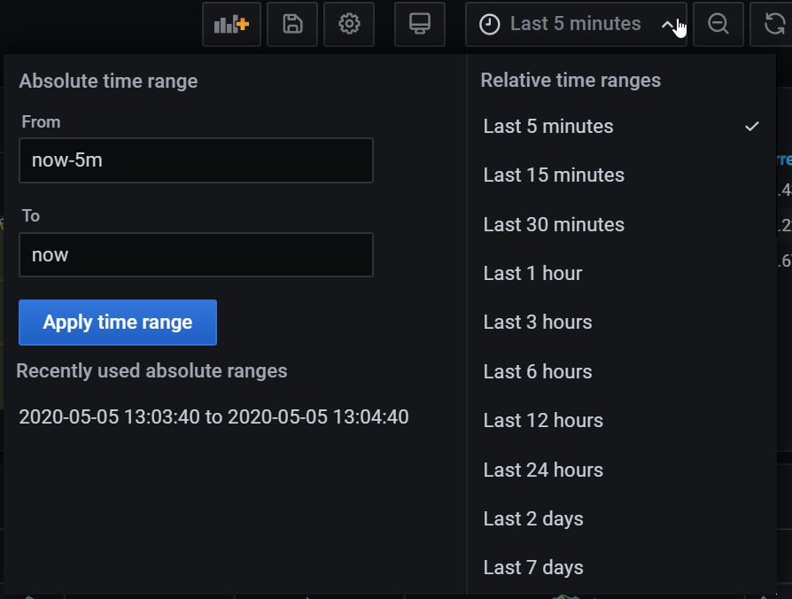 Dashboards - Time range controls - 《Grafana v8.0 Documentation》 - 书栈网 · BookStack