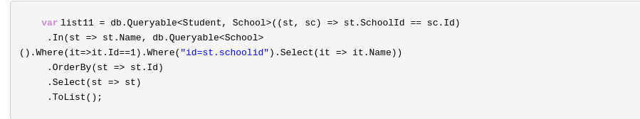 查询 - 子查询或一对多查询 - 《SqlSugar 4.0 文档》 - 书栈网 · BookStack