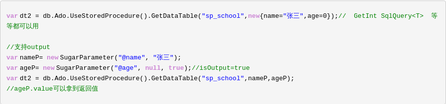 Sql和存储过程 - 存储过程 - 《SqlSugar 4.0 文档》 - 书栈网 · BookStack