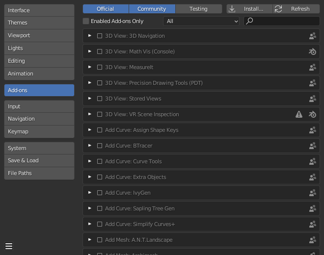 偏好设置 - 插件 - 《Blender 4.1 参考手册》 - 书栈网 · BookStack