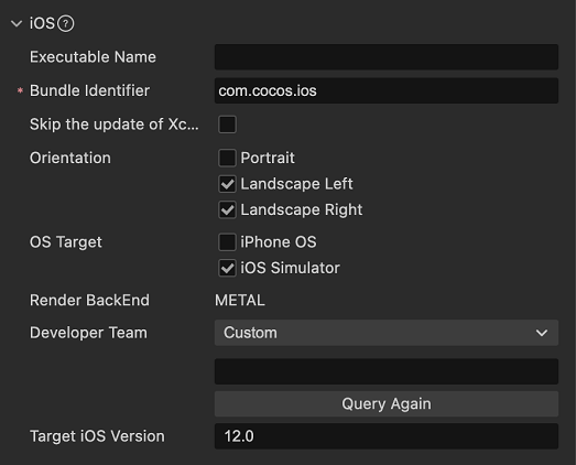 Publishing iOS Apps - Build Options - iOS - 《Cocos Creator 3.8 User Manual》 - 书栈网 · BookStack