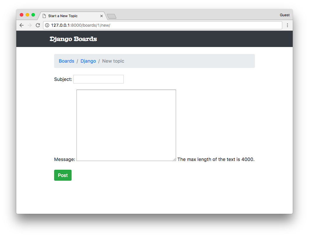 Django入门与实践-第13章：表单处理 - 《Django入门与实践教程》 - 书栈网 · BookStack