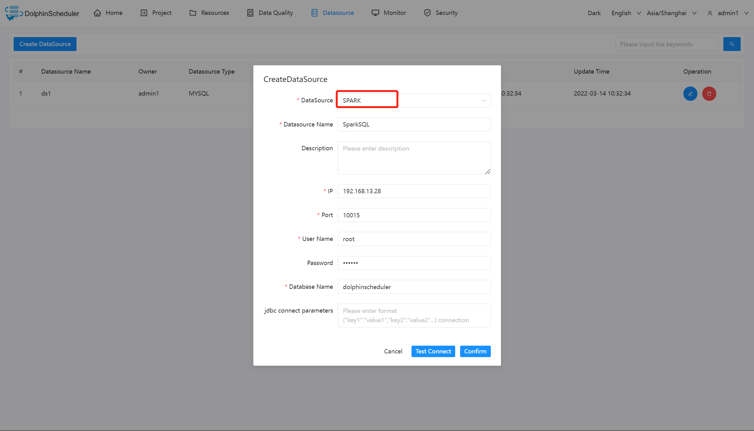 数据源中心 - Spark - 《Apache DolphinScheduler v3.0.0 使用手册》 - 书栈网 · BookStack