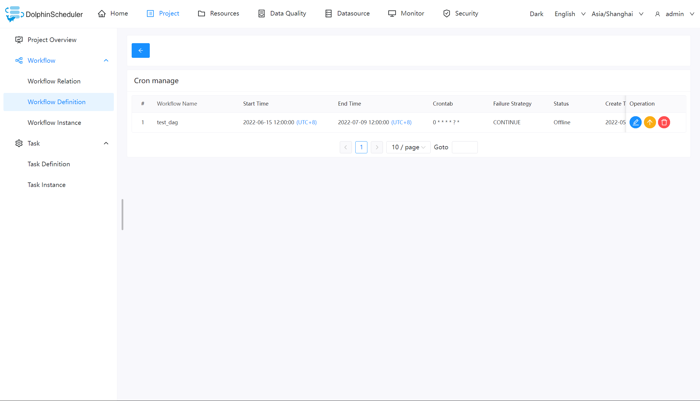 项目管理 - 工作流定义 - 《Apache DolphinScheduler v3.0.0 使用手册》 - 书栈网 · BookStack