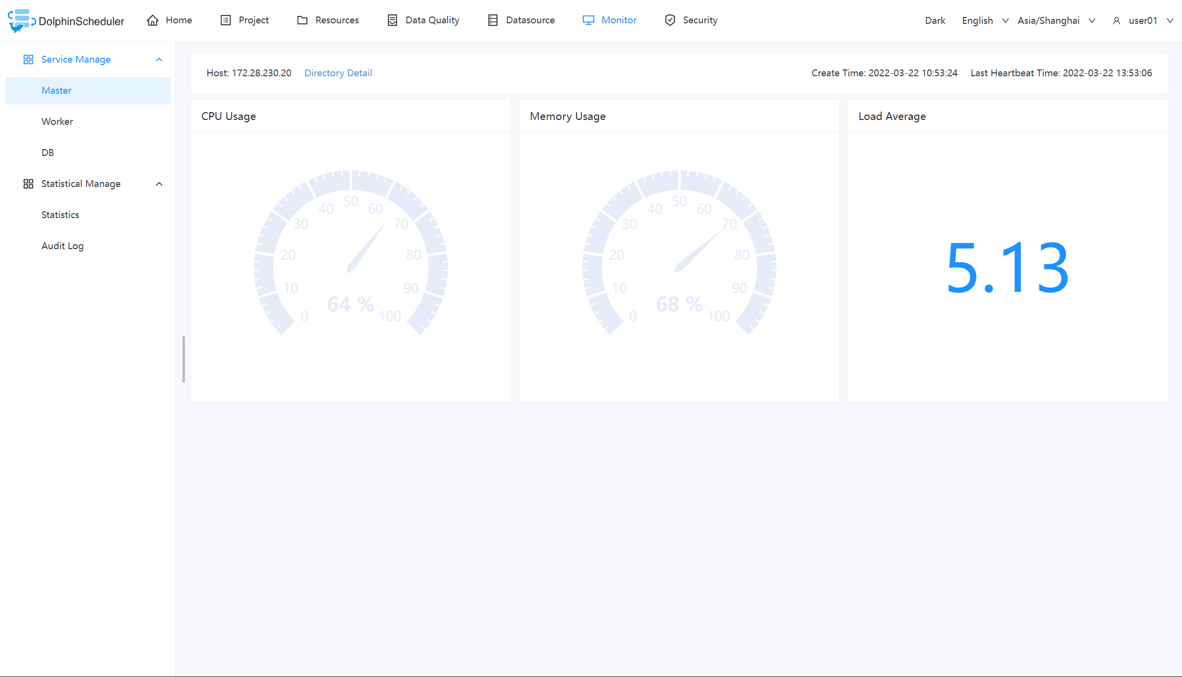 功能介绍 - 监控中心 - 《Apache DolphinScheduler v3.0.1 使用手册》 - 书栈网 · BookStack