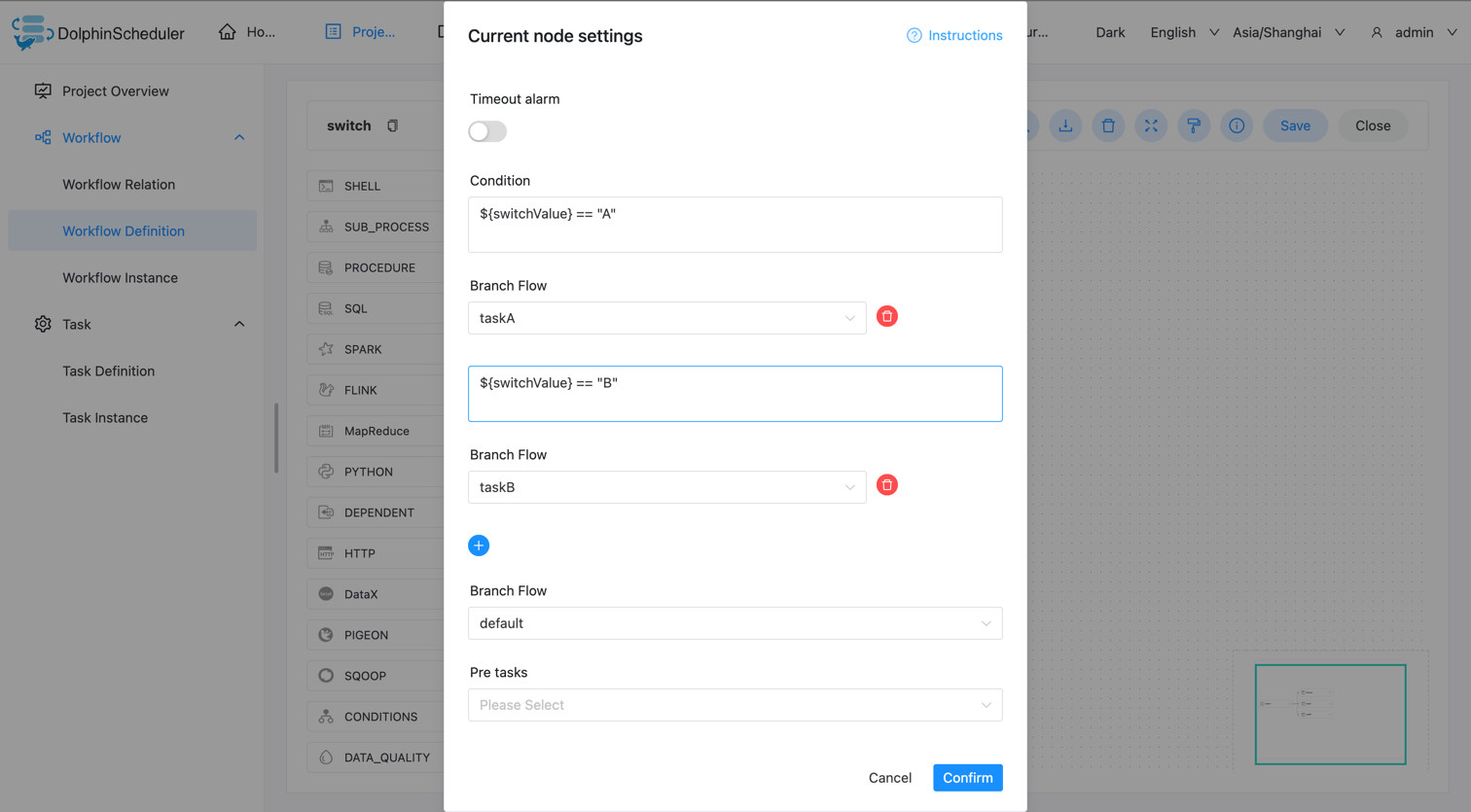 任务类型 - Switch - 《Apache DolphinScheduler v3.0.1 使用手册》 - 书栈网 · BookStack