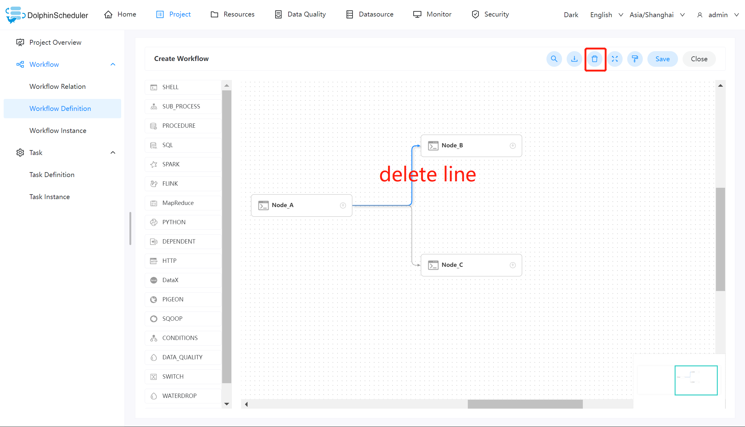 项目管理 - 工作流定义 - 《Apache DolphinScheduler v3.1.0 使用手册》 - 书栈网 · BookStack