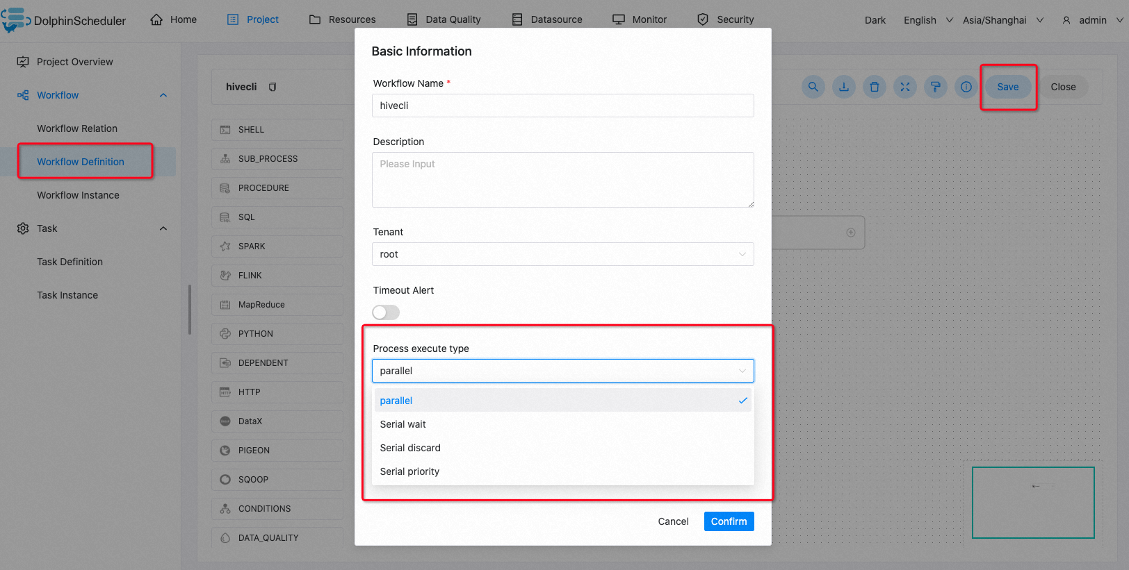 项目管理 - 工作流定义 - 《Apache DolphinScheduler v3.1.0 使用手册》 - 书栈网 · BookStack