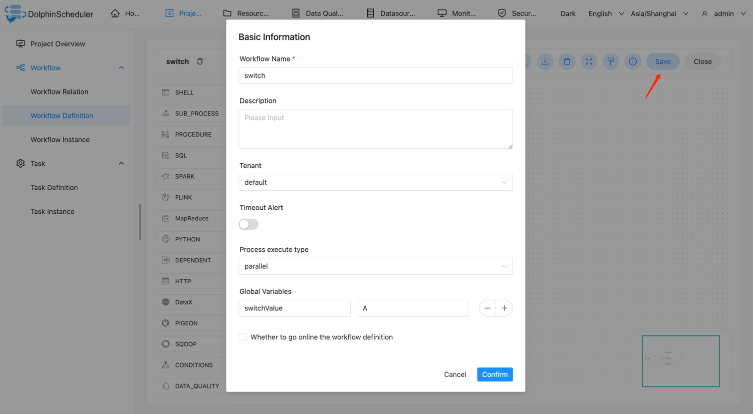 任务类型 - Switch - 《Apache DolphinScheduler v3.1.0 使用手册》 - 书栈网 · BookStack