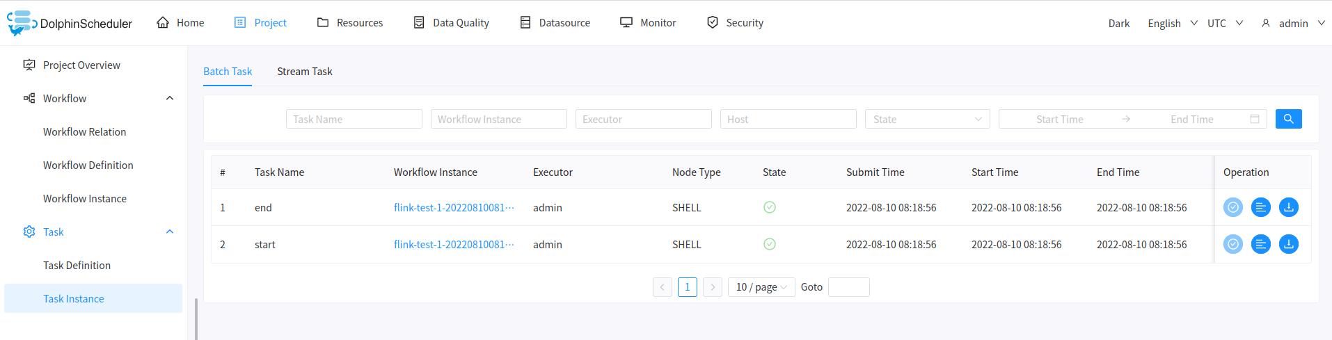 项目管理 - 任务实例 - 《Apache DolphinScheduler v3.1.9 中文文档》 - 书栈网 · BookStack