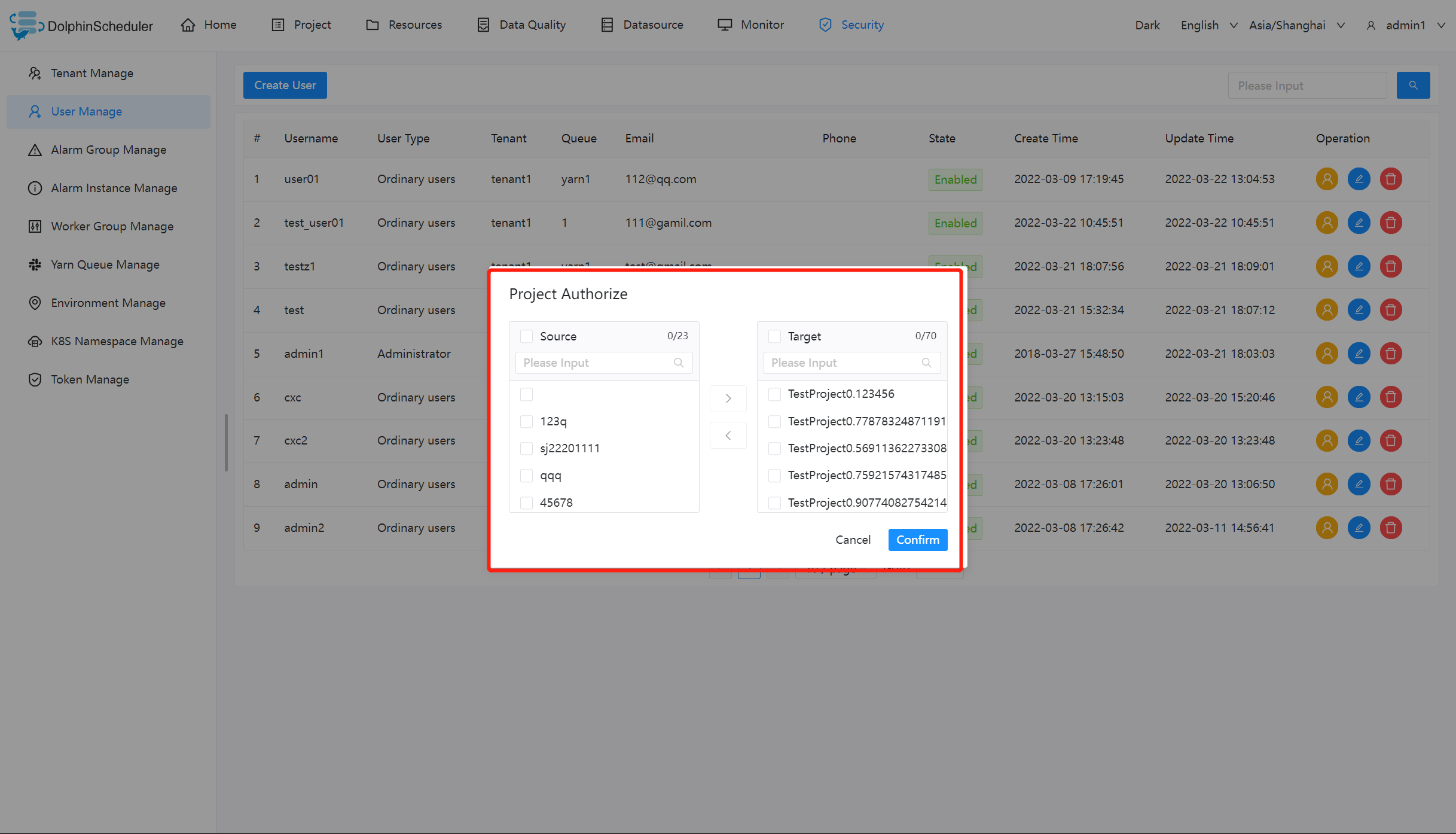 功能介绍 - 安全中心 - 《Apache DolphinScheduler v3.1.9 中文文档》 - 书栈网 · BookStack