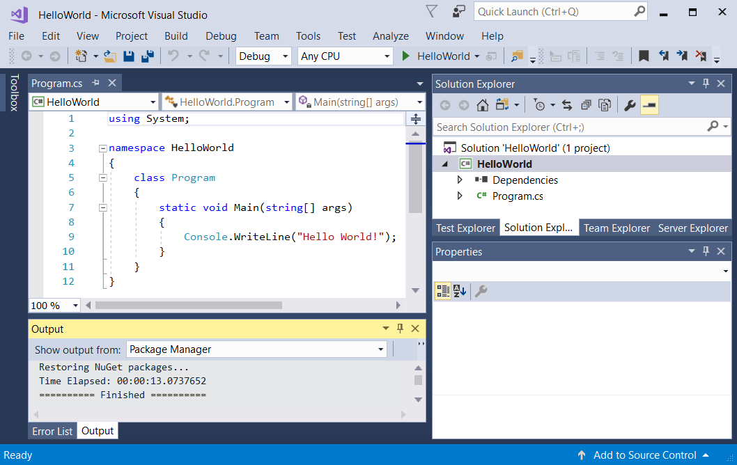 入门 - 使用 Visual Studio 2017 生成 C# .NET Core Hello World 应用 - 《.NET Core ...