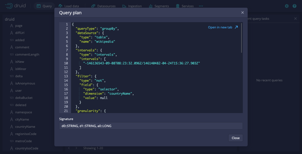 Querying tutorials - Query data - 《Apache Druid v31.0 Documentation》 - 书栈网 · BookStack