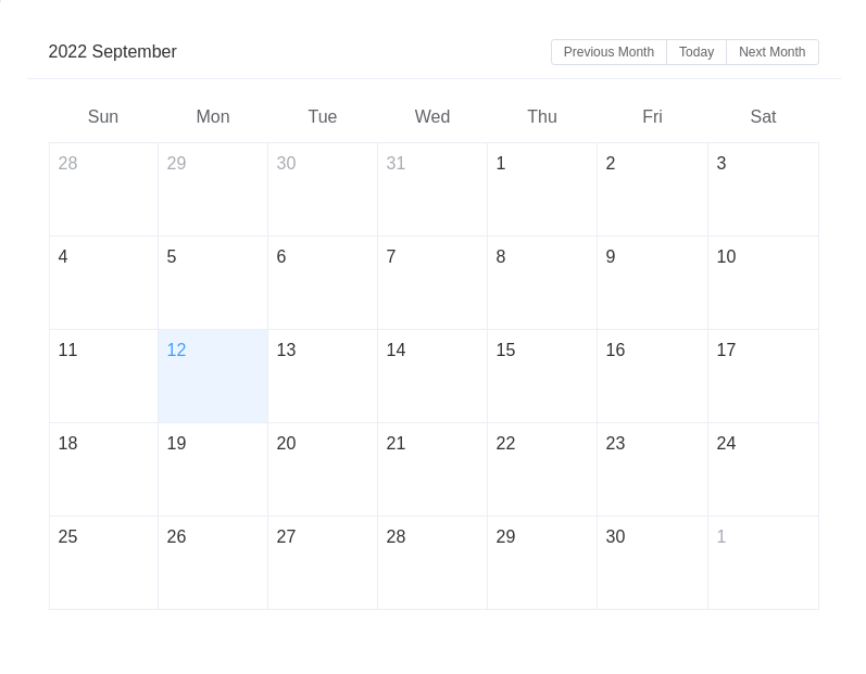 Data 数据展示 Calendar 日历 《element Plus V22 教程》 书栈网 · Bookstack