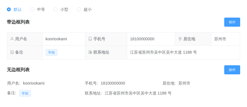数据组件 Data Descriptions 描述列表 《elementui V2155 使用手册》 书栈网 · Bookstack