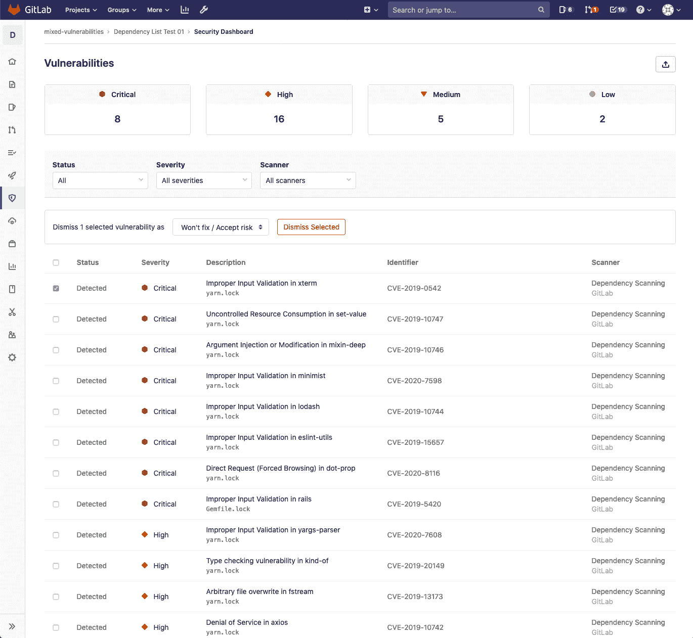 GitLab Security Dashboard - 《Gitlab 中文文档》 - 书栈网 · BookStack