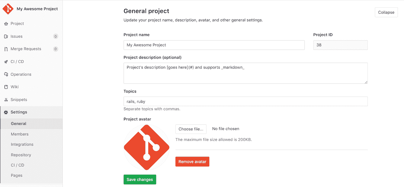 Project settings - 《Gitlab 中文文档》 - 书栈网 · BookStack