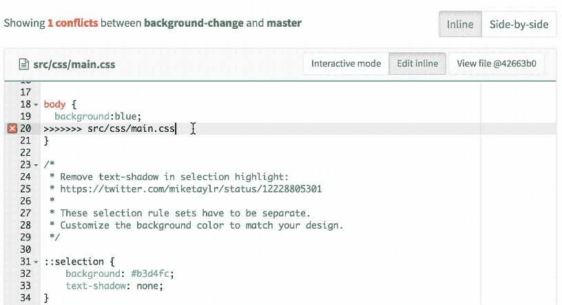 Merge request conflict resolution - 《Gitlab 中文文档》 - 书栈网 · BookStack
