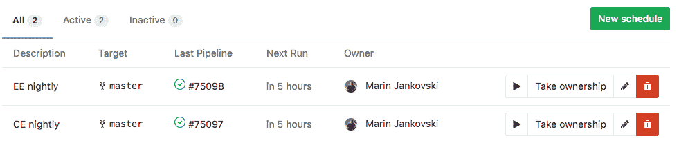 Pipeline schedules - 《Gitlab 中文文档》 - 书栈网 · BookStack