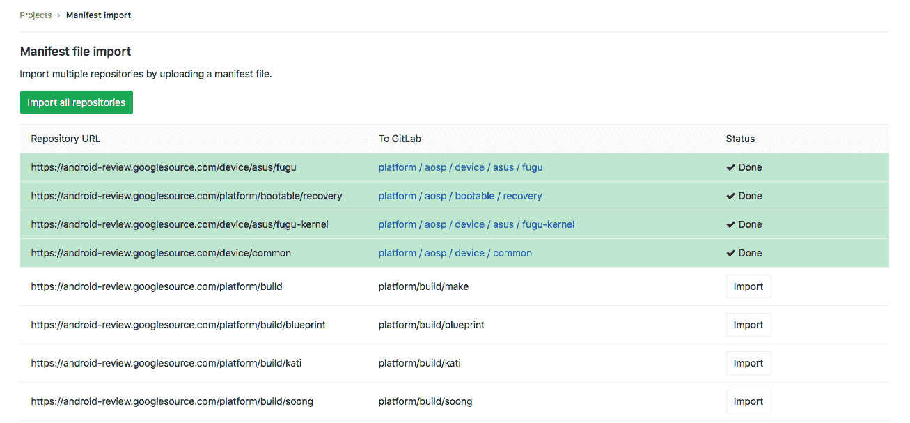 Import multiple repositories by uploading a manifest file - 《Gitlab 中文文档》 - 书栈网 · BookStack