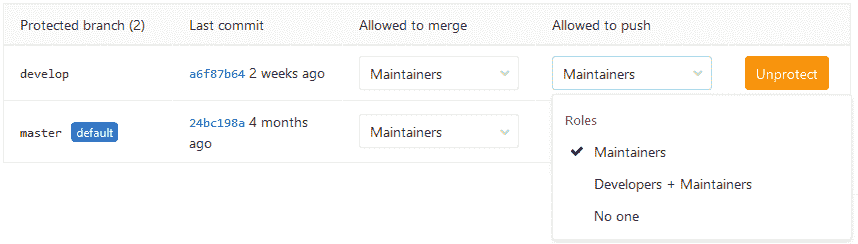 Protected branches - 《Gitlab 中文文档》 - 书栈网 · BookStack
