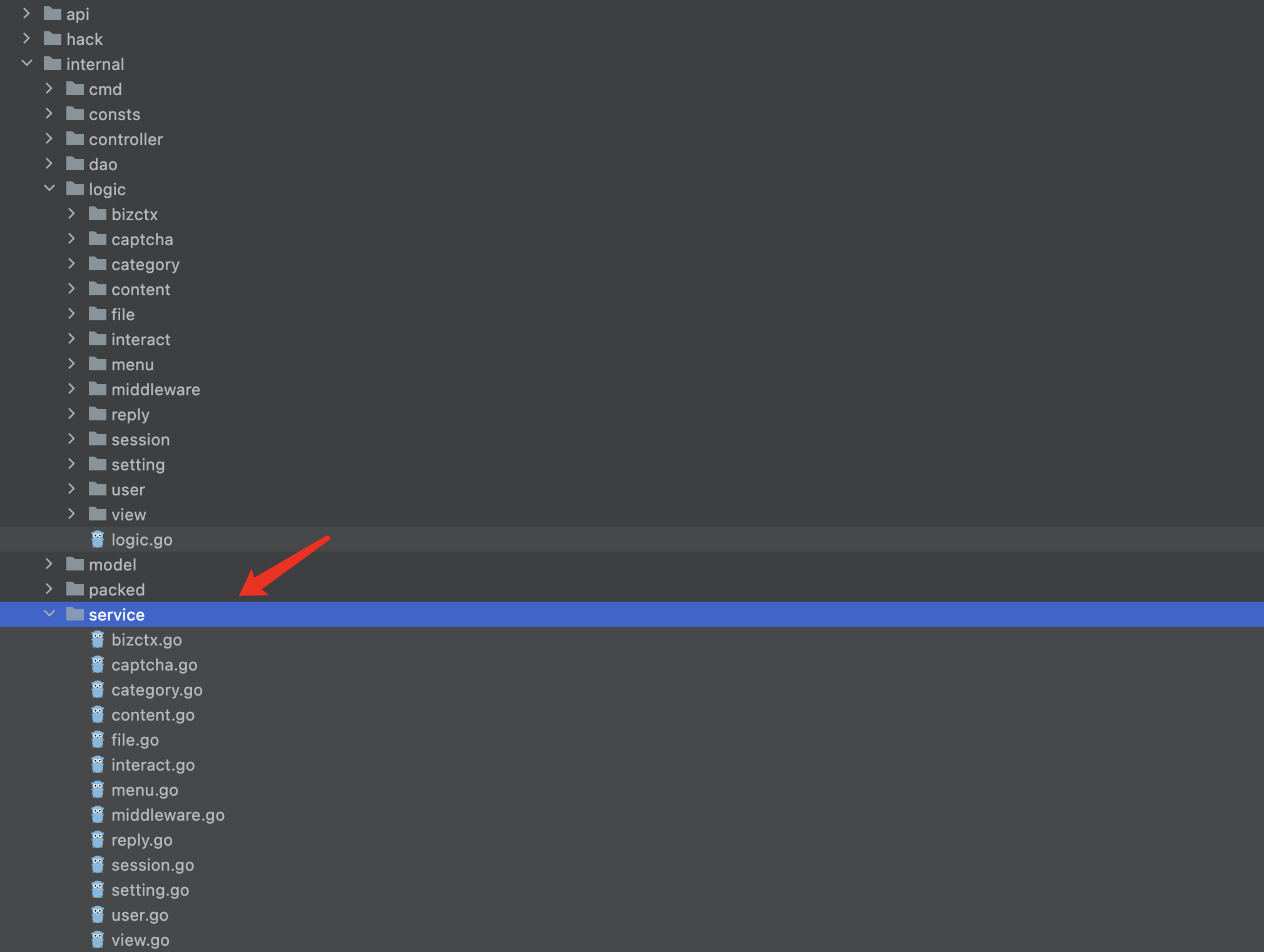 代码生成-gen - 接口维护-gen service - 《GoFrame v2.3 开发文档》 - 书栈网 · BookStack