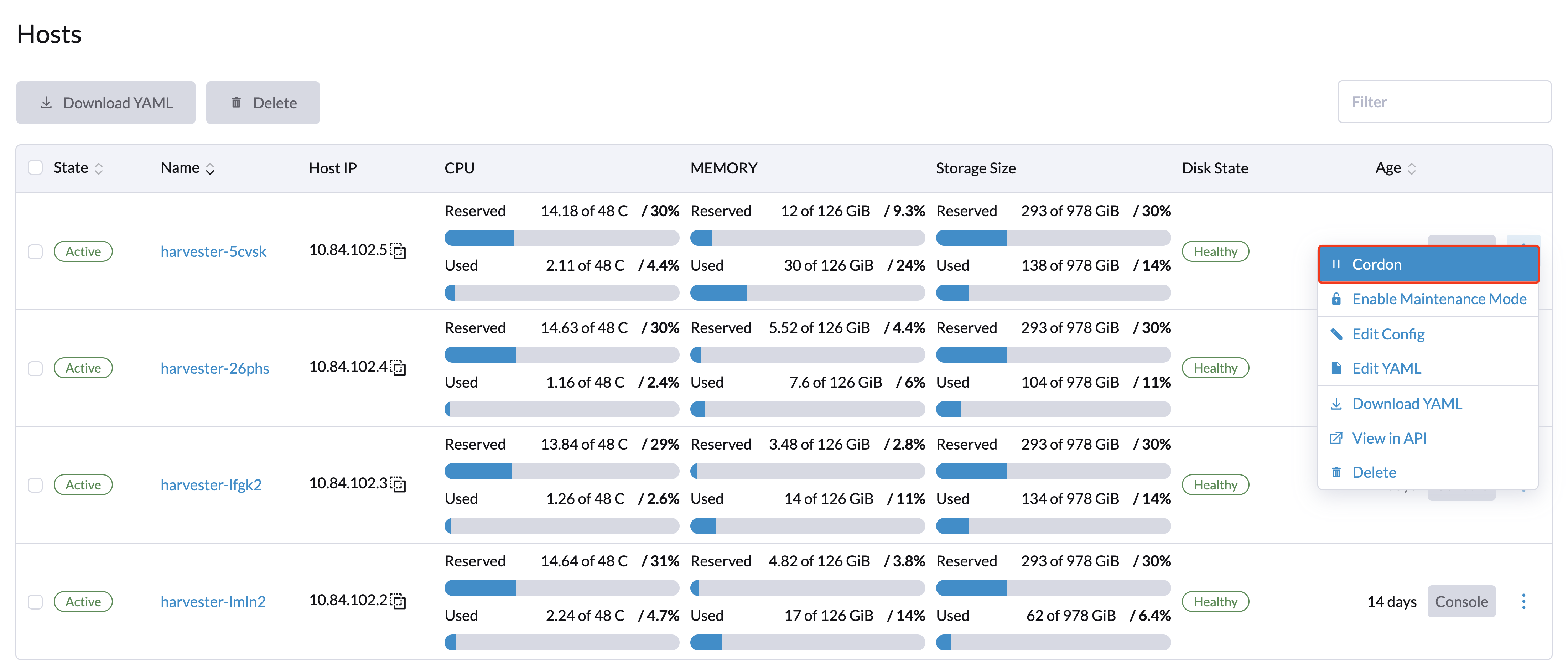 主机管理 - 《Harvester v1.2 中文文档》 - 书栈网 · BookStack