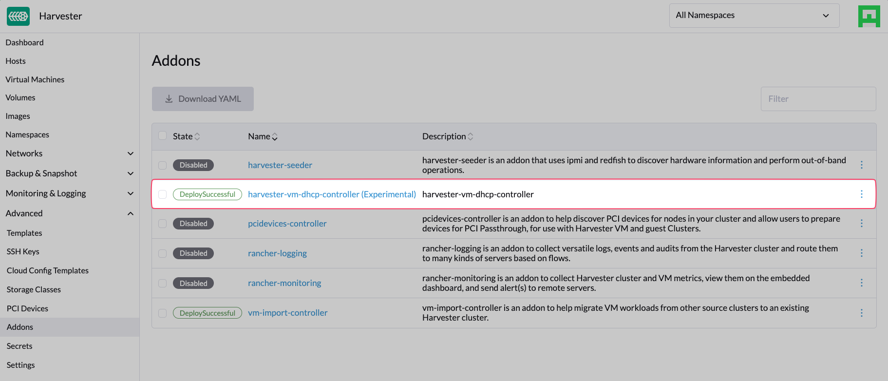Available Addons - Managed DHCP - 《Harvester v1.3 Documentation》 - 书栈网 · BookStack