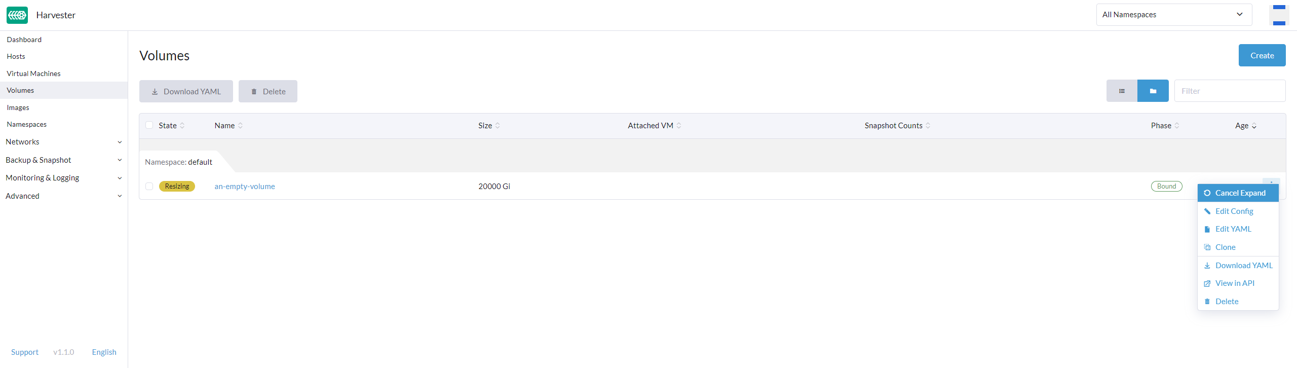 Volume Management - Edit a Volume - 《Harvester v1.5 Documentation》 - 书栈网 · BookStack