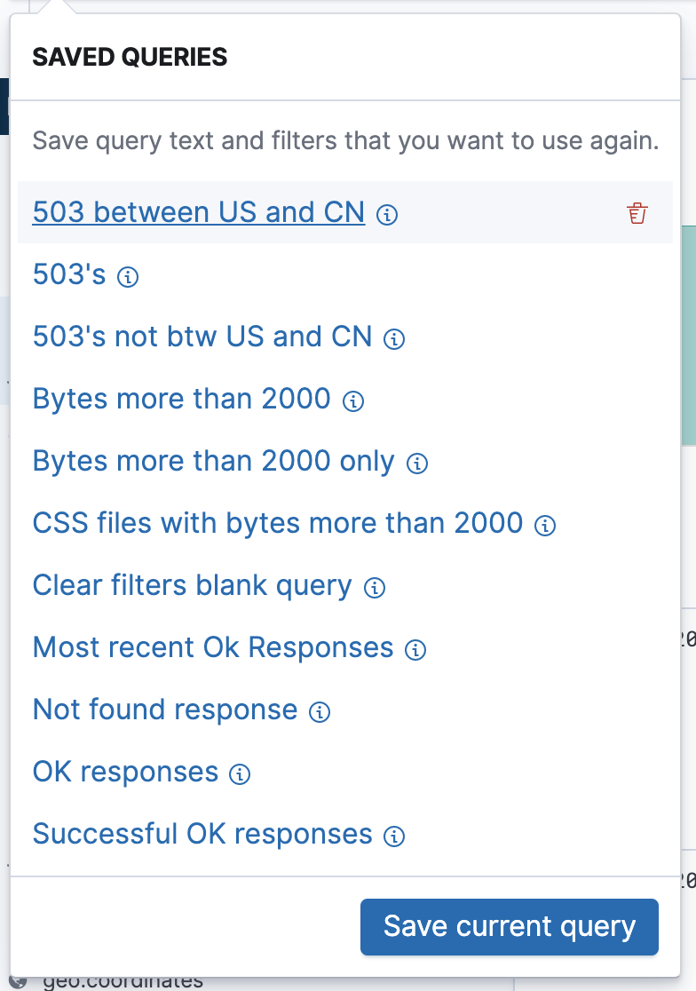 Search data - Save a query - 《Kibana v7.9 Guide》 - 书栈网 · BookStack