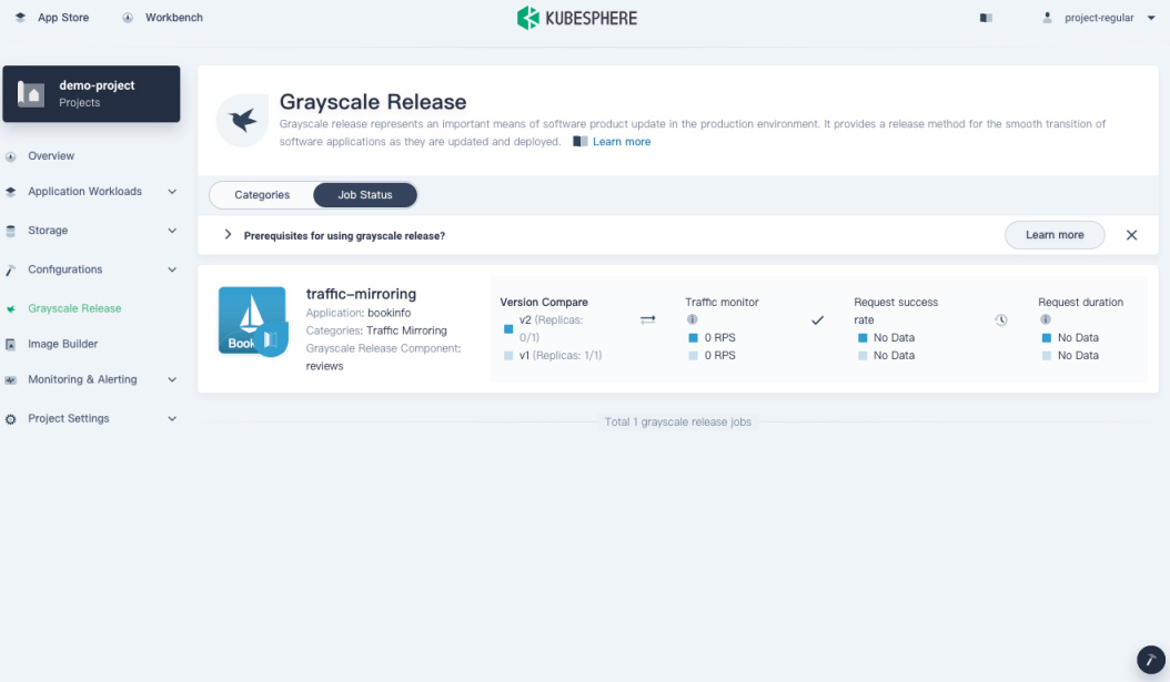 灰度发布 - Traffic Mirroring - 《KubeSphere v3.0 使用手册》 - 书栈网 · BookStack