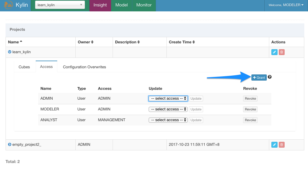 教程 - Project Level ACL - 《Apache Kylin v2.3 使用教程》 - 书栈网 · BookStack