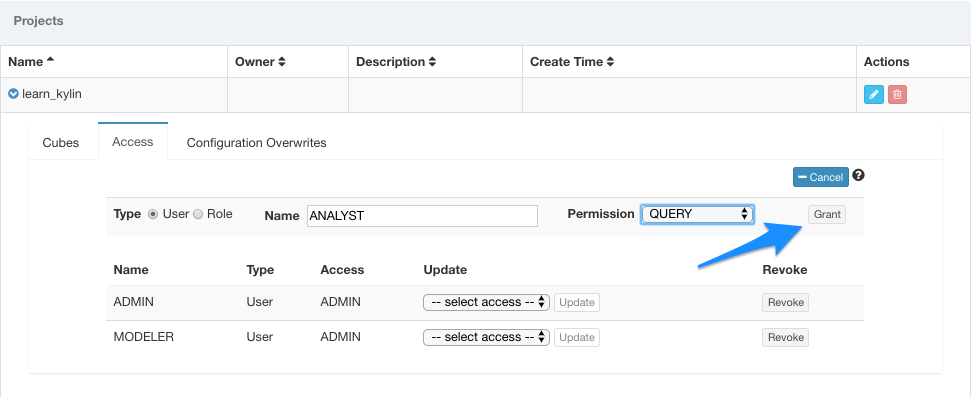 教程 - Project Level ACL - 《Apache Kylin v2.3 使用教程》 - 书栈网 · BookStack
