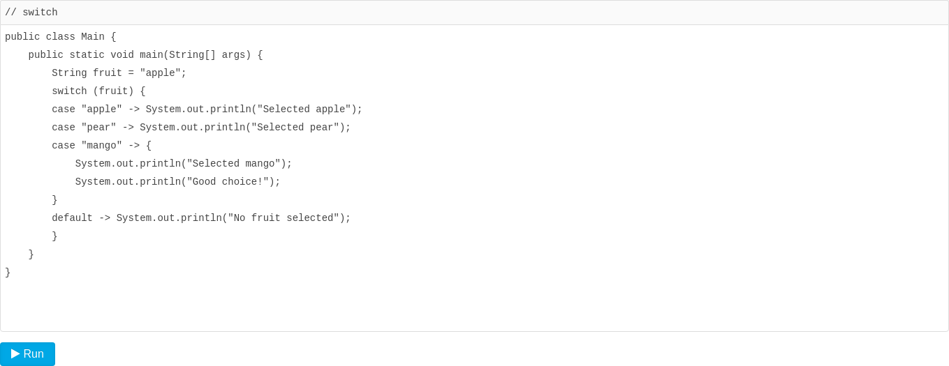 流程控制 - switch多重选择 - 《廖雪峰 Java 教程（Java 20）》 - 书栈网 · BookStack