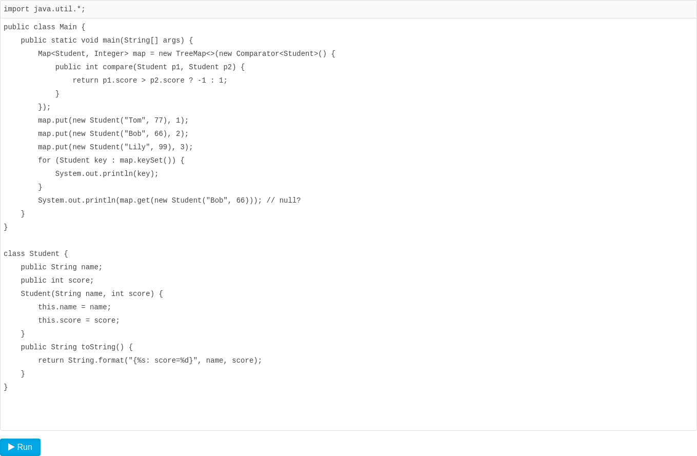 集合 - 使用TreeMap - 《廖雪峰 Java 教程（Java 20）》 - 书栈网 · BookStack