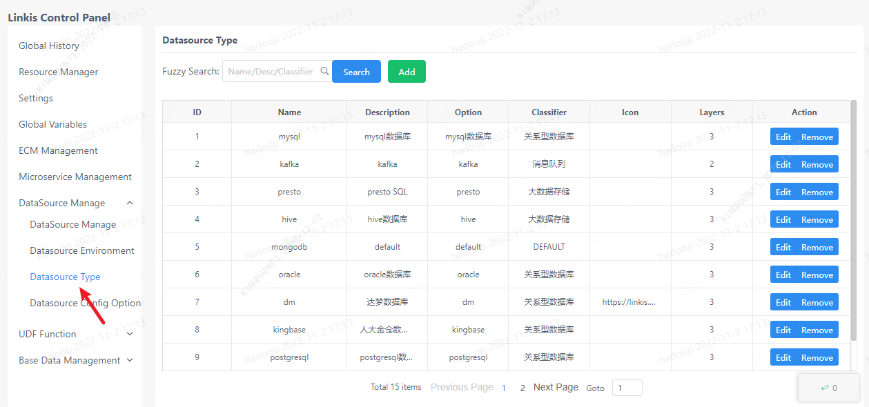 Control Panel - Data Source Management - 《Apache Linkis v1.4 Documentation》 - 书栈网 · BookStack