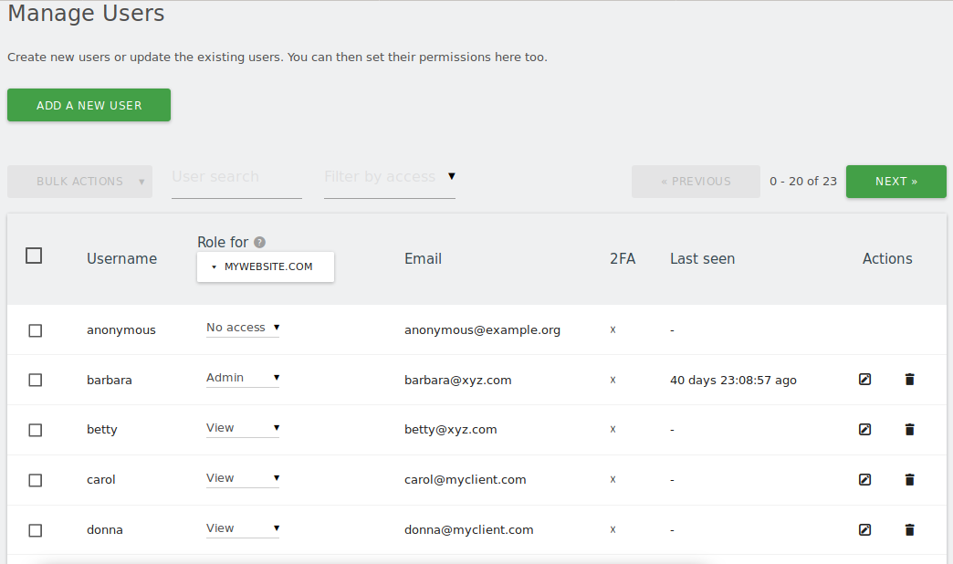 Configuration - Manage Users - 《Matomo User Guides》 - 书栈网 · BookStack
