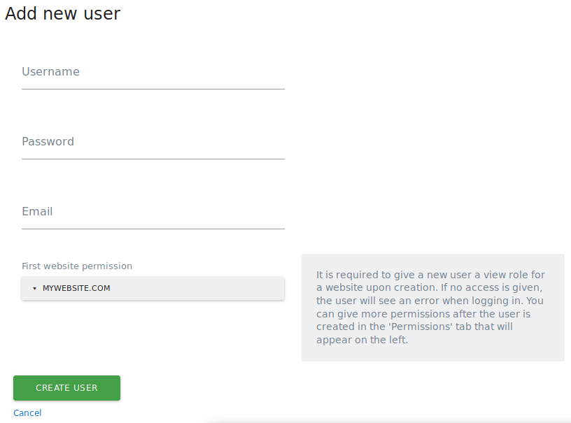 Configuration - Manage Users - 《Matomo User Guides》 - 书栈网 · BookStack