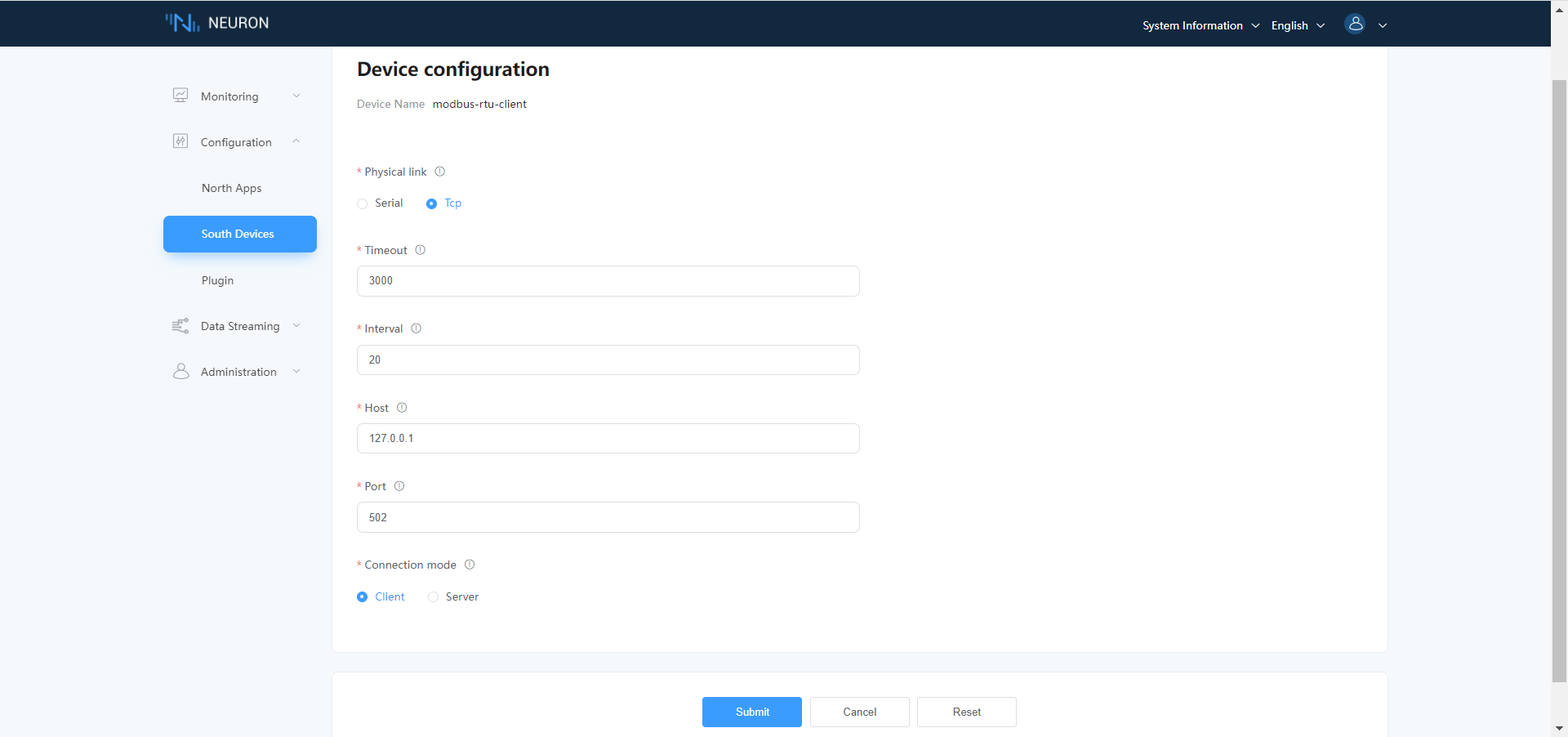 Modbus RTU - Connection to Modbus Slave Simulator - 《Neuron v2.4 Documentation》 - 书栈网 · BookStack