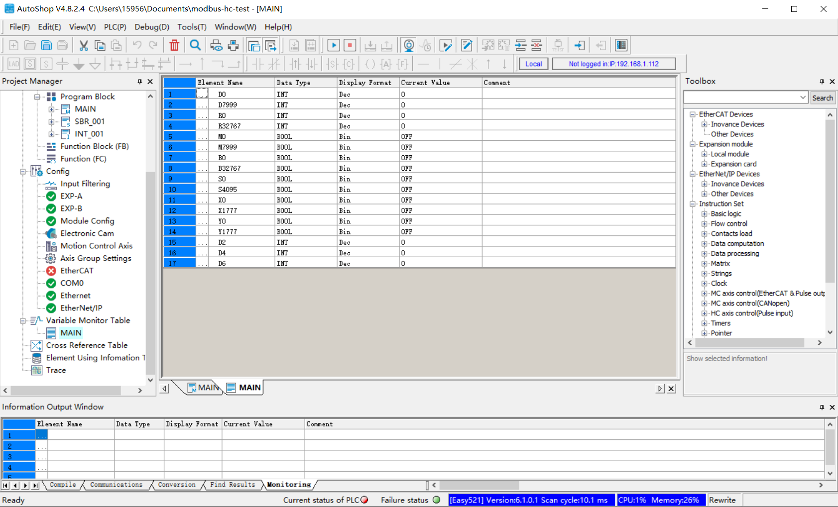Inovance Modbus TCP - Connect to Easy521 - 《Neuron v2.7 Documentation》 - 书栈网 · BookStack