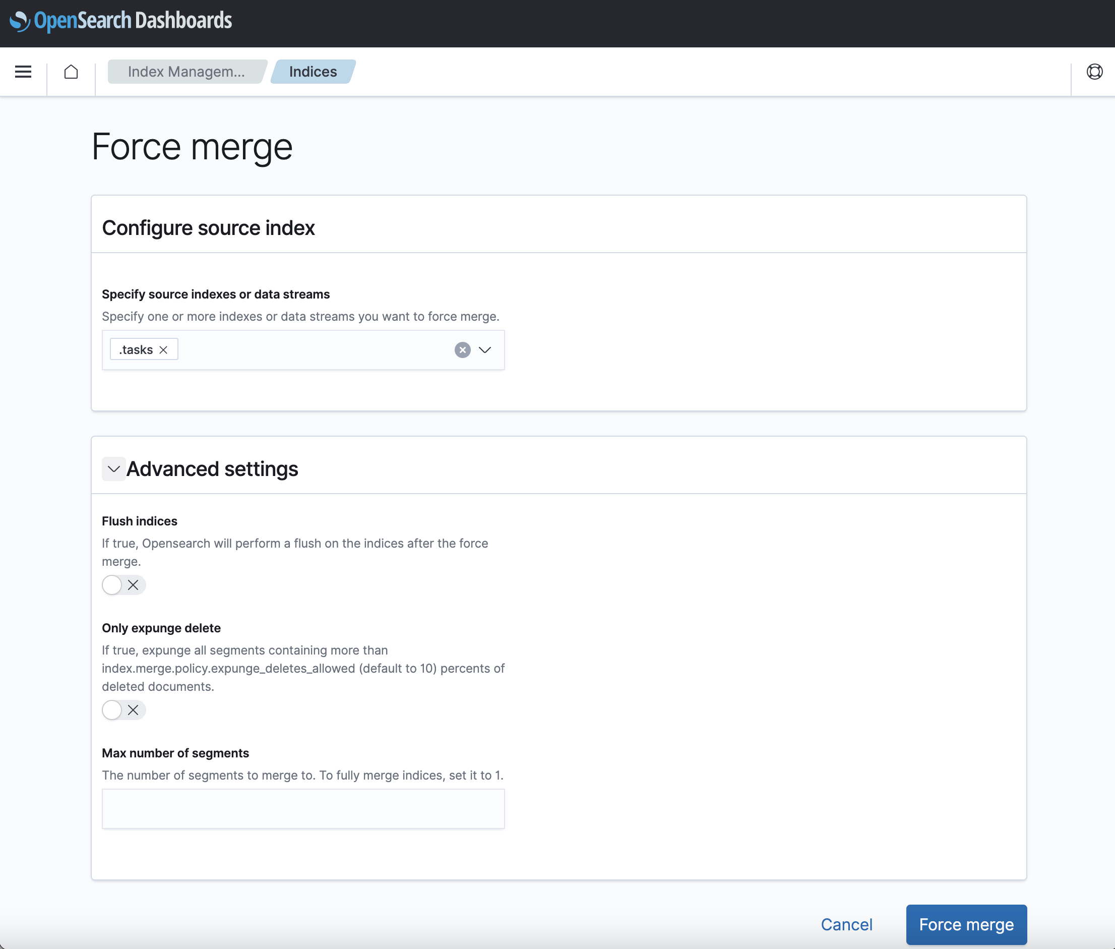 Index Management Force Merge 《opensearch V2 14 Documentation》 书栈网 · Bookstack