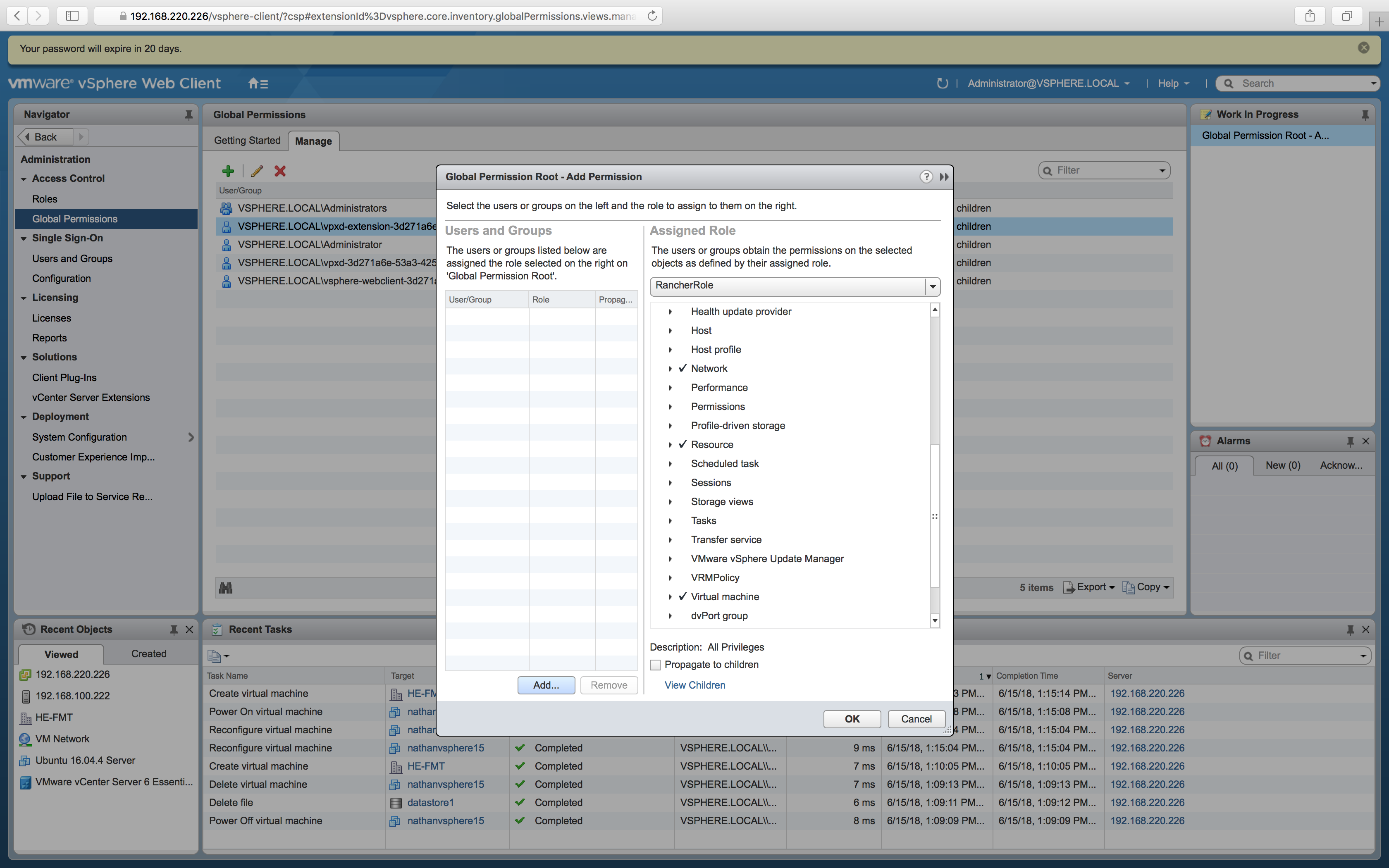 Creating a VMware vSphere Cluster - Creating Credentials in the VMware vSphere Console ...