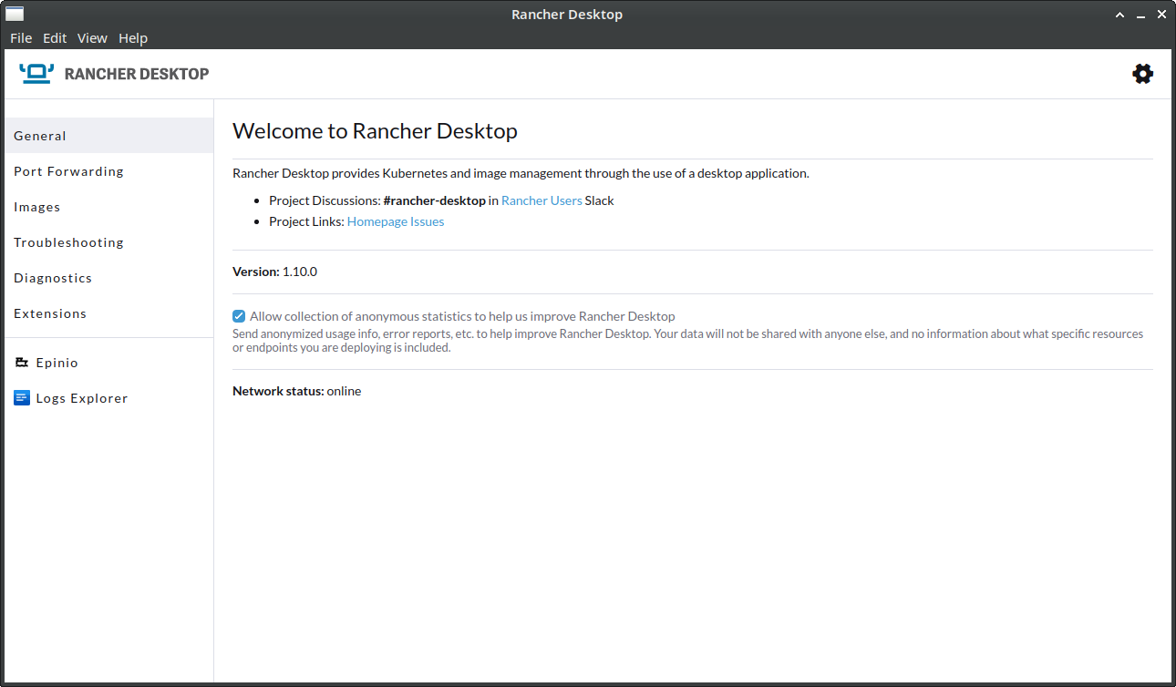 User Interface - 通用 - 《Rancher Desktop v1.12 中文文档》 - 书栈网 · BookStack