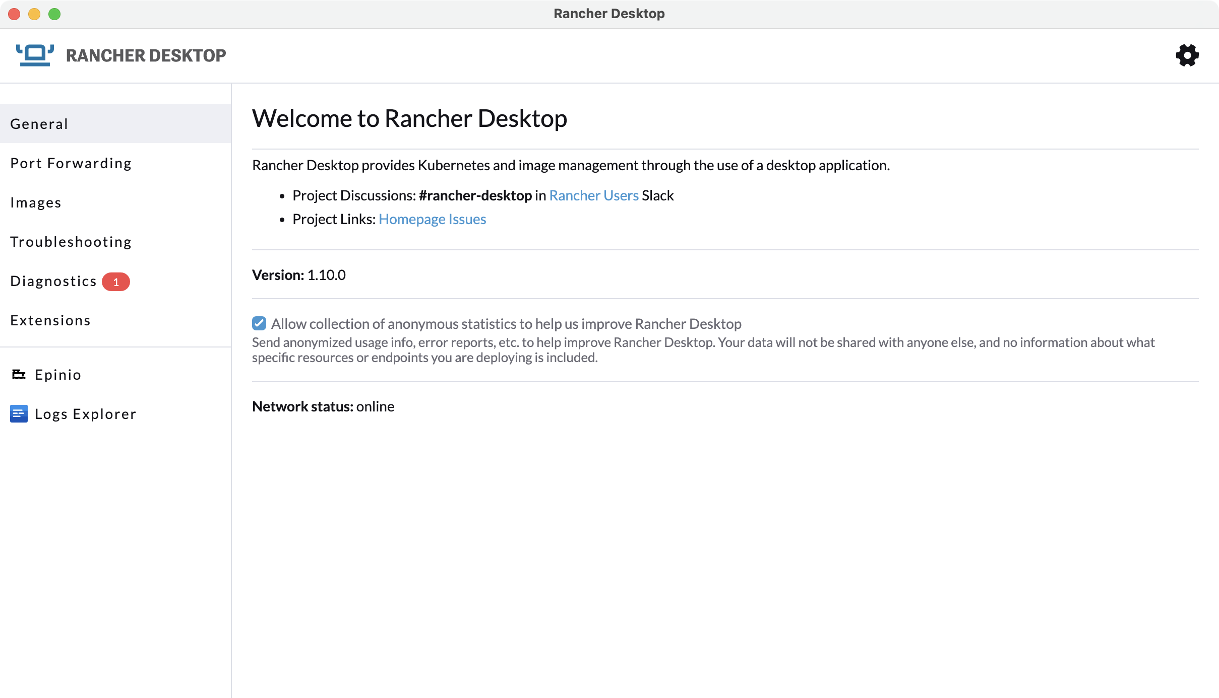 User Interface - 通用 - 《Rancher Desktop v1.12 中文文档》 - 书栈网 · BookStack