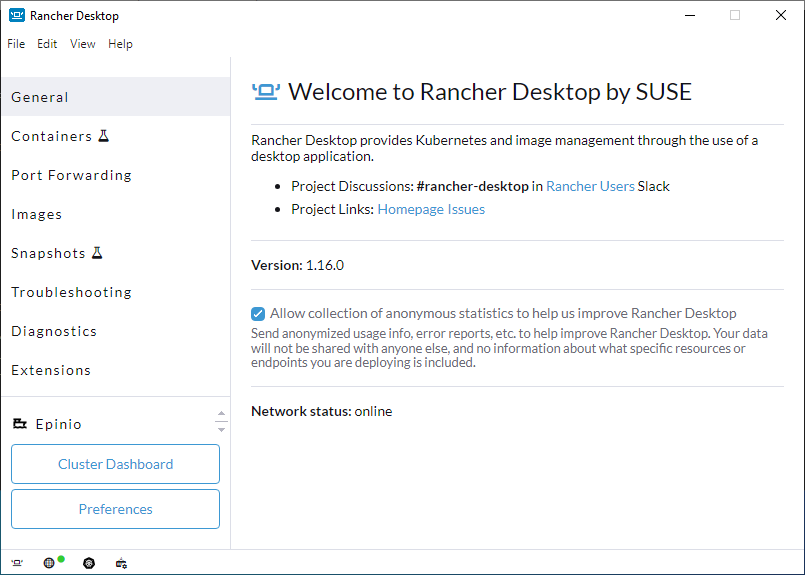User Interface General 《rancher Desktop V1 16 Documentation》 书栈网 · Bookstack