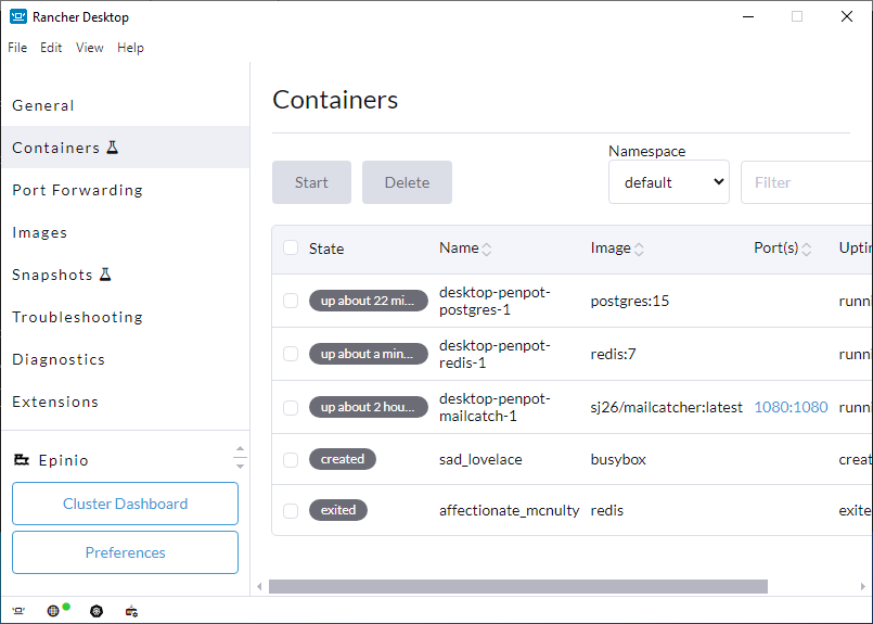 User Interface - Containers - 《Rancher Desktop v1.16 Documentation》 - 书栈网 · BookStack