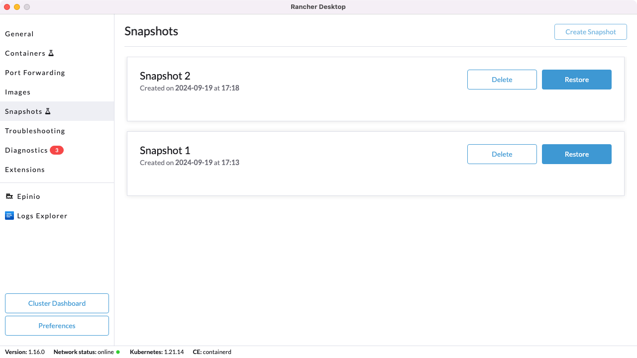 User Interface - Snapshots - 《Rancher Desktop v1.16 Documentation》 - 书栈网 · BookStack