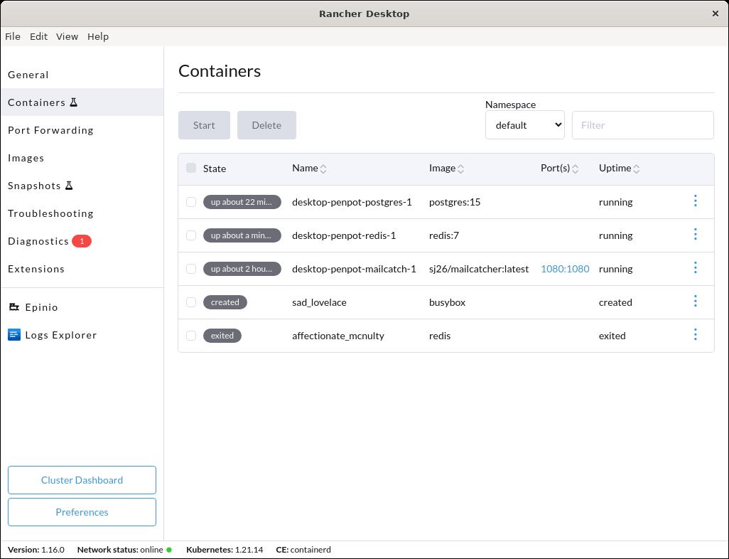 User Interface - Containers - 《Rancher Desktop v1.16 Documentation》 - 书栈网 · BookStack
